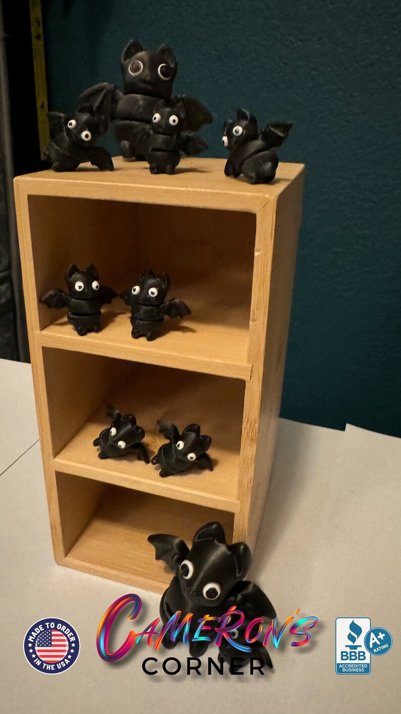 3D Printed Articulated Bat, Bat Family, Bat Decorations, Wiggly, Mini ...