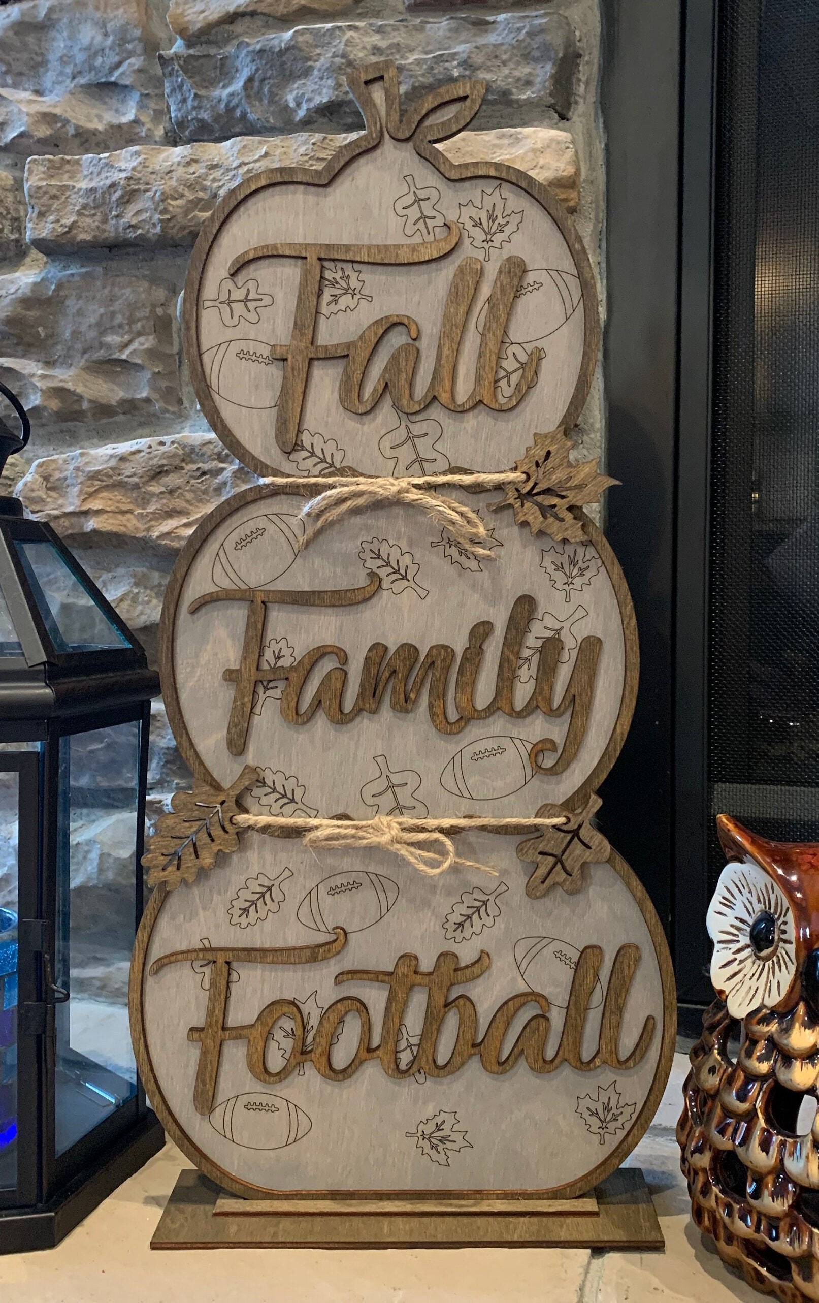 Fall, Family, Football! Stacked Pumpkin Sign, Fall Decor - Etsy