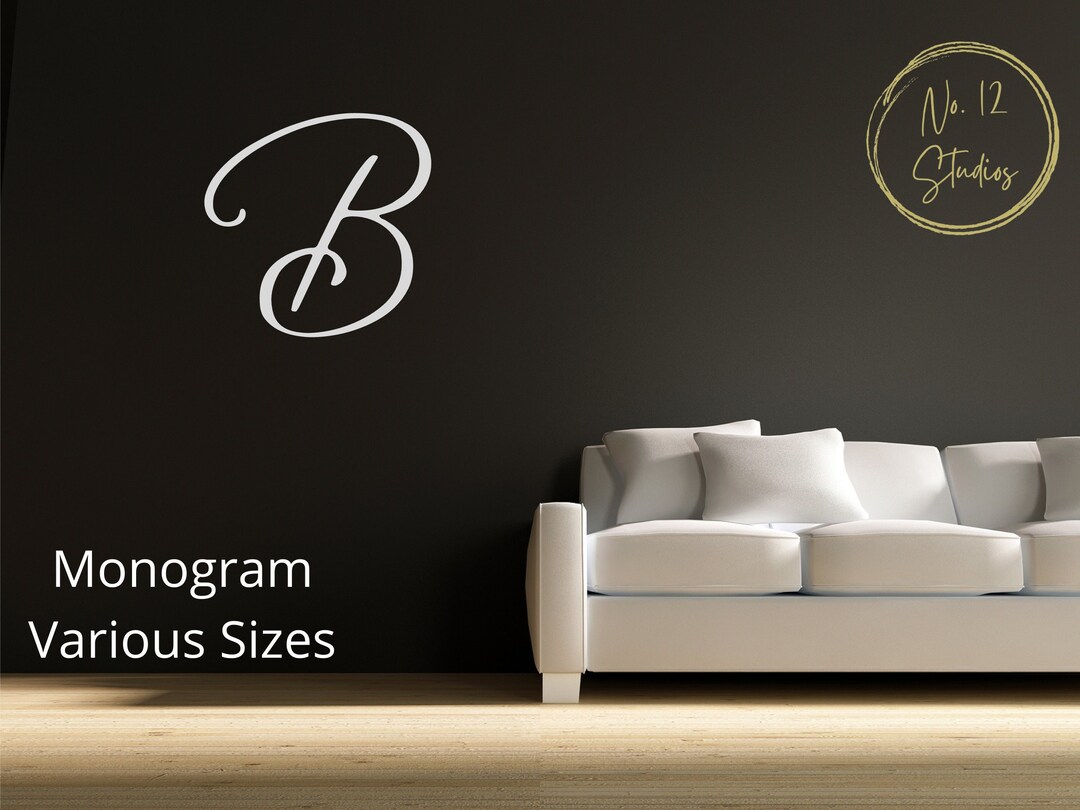 MONOGRAM DECAL | INITIAL Decal | Wall Decal | Choice of Sizes + Colors ...