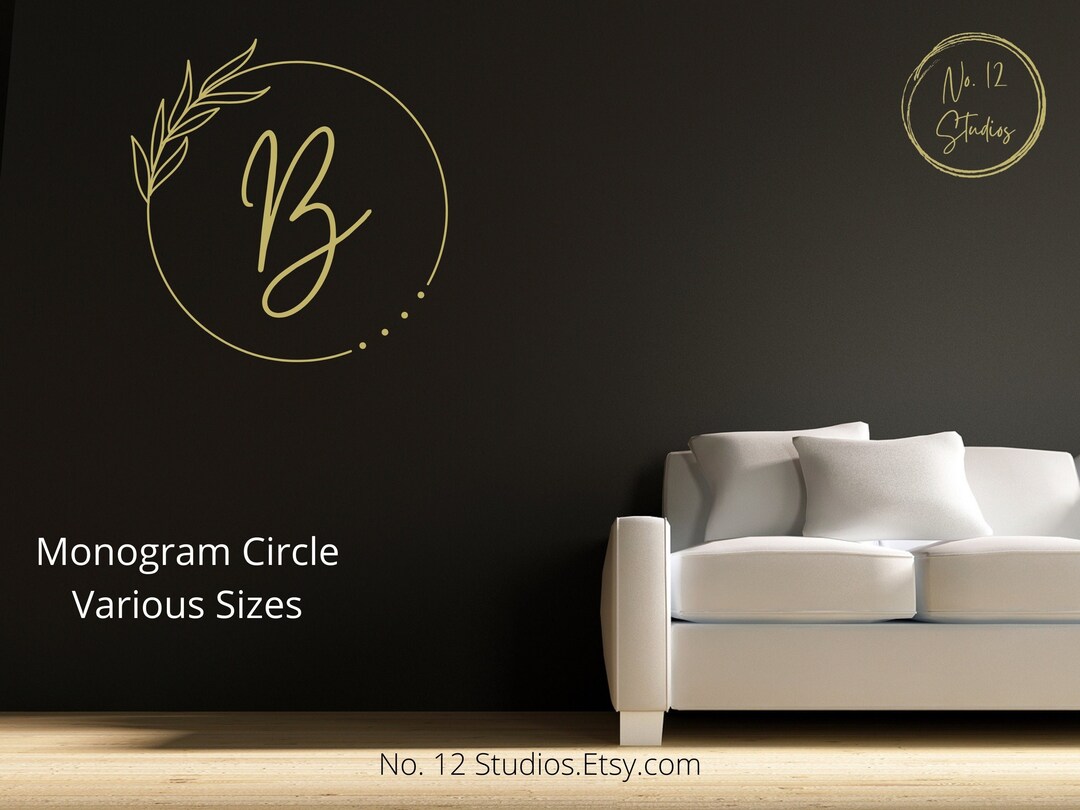 LARGE 23" MONOGRAM in Wreath - Vinyl Decal - ANY Letter - Choice of ...
