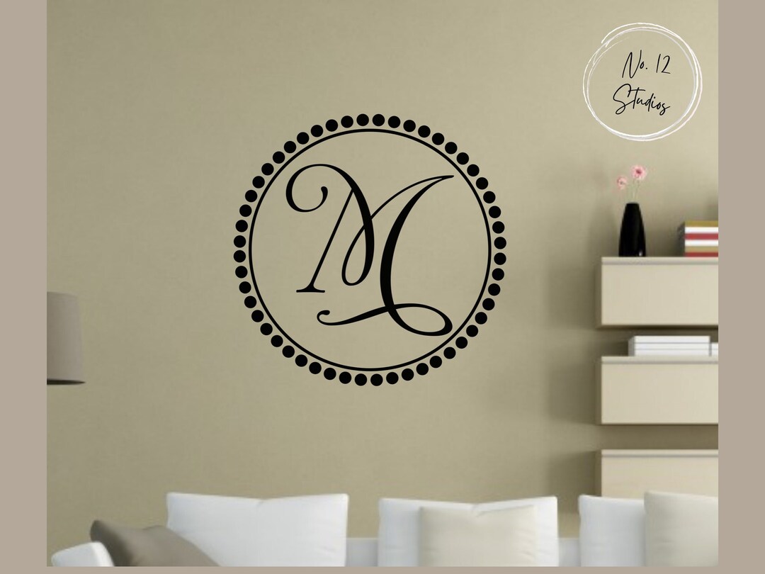 Large 23 MONOGRAM Vinyl Decal Decorative Circle INITIAL Personalized ...