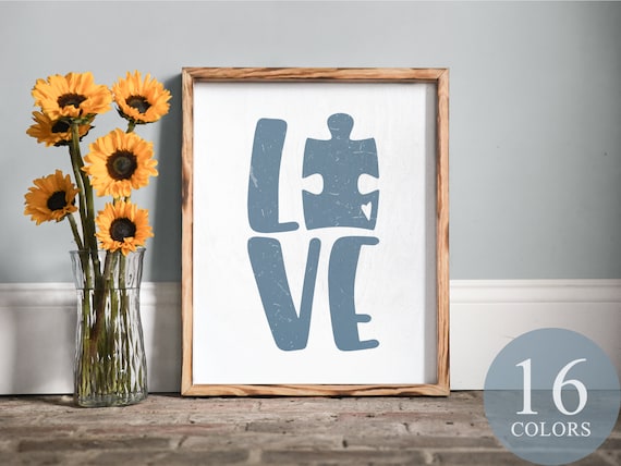 Love Sign Autism Sign Puzzle Piece Sign Autism Decor | Etsy
