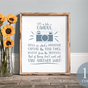 Life is Like a Camera, Camera Sign, Photographer Gift, Photography Sign ...