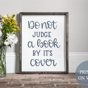 Do Not Judge a Book by It's Cover, Library Sign, Cute Library Decor ...