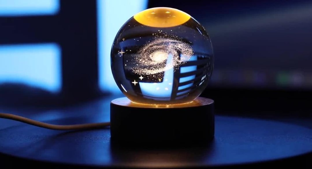 Galaxy Crystal Night Lamp, Galactic Night Light Globe, Solar System ...