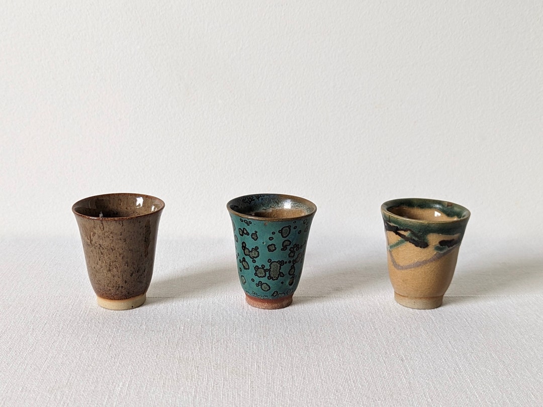 Japanese Sake Cups | Agano Ware | Mismatched Guinomi Set - Etsy