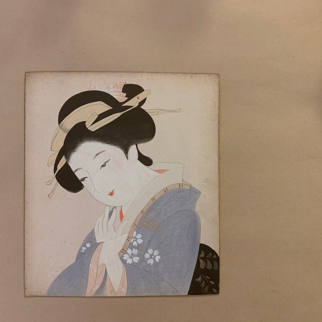Shikishi Watercolor Drawing Geisha - Etsy Hong Kong