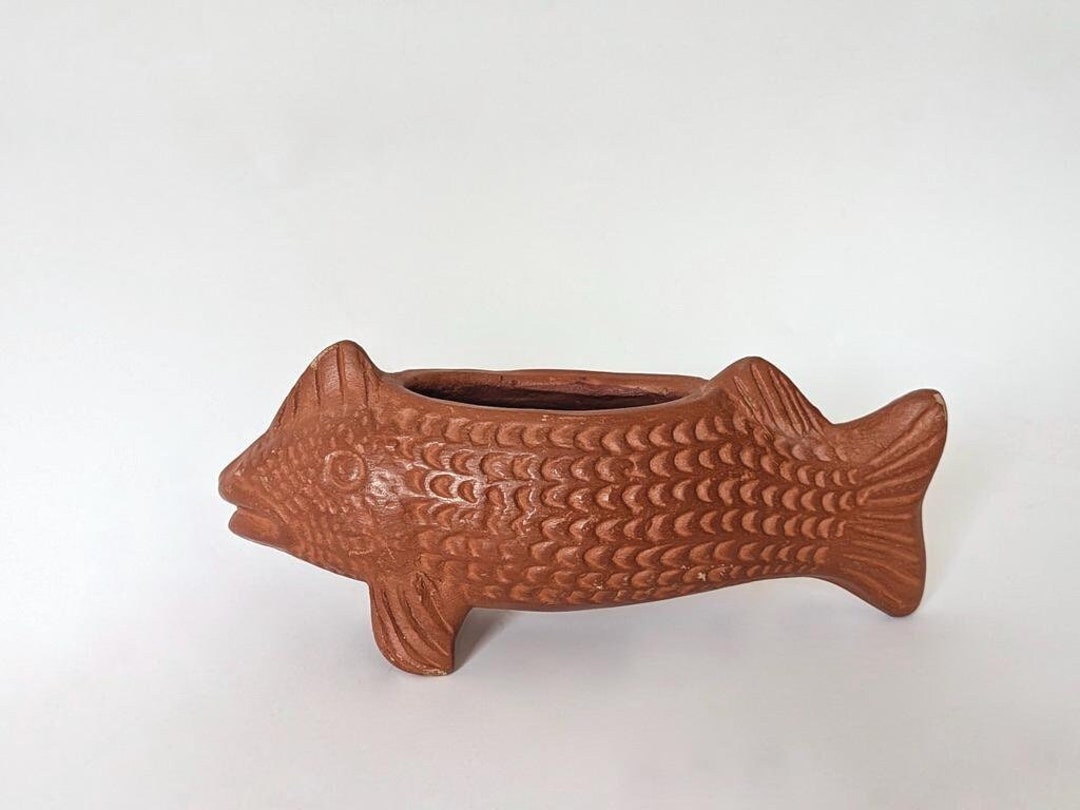 Terracotta Koi Fish Planter | Fish-shaped Plant Pot | Natural Clay ...