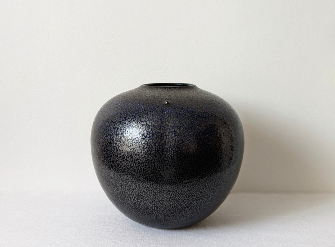 Japanese Vase Tenmoku Ware Blue and Black Oil-spot Glaze - Etsy