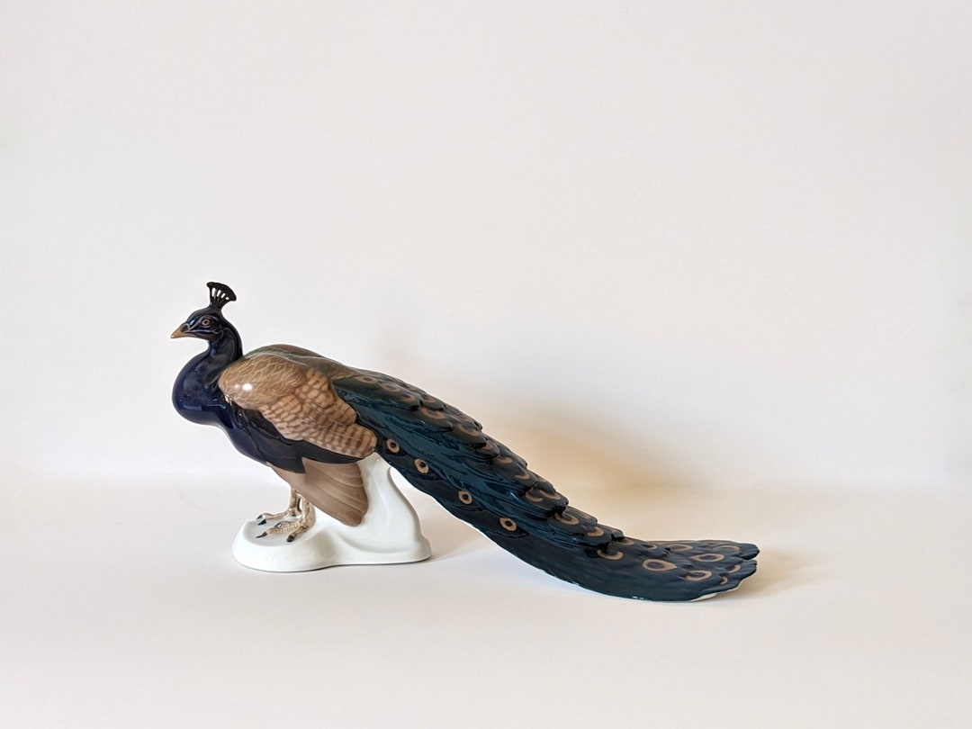 Porcelain Peacock Figurine | Bing & Grøndahl | Hand-painted Danish ...