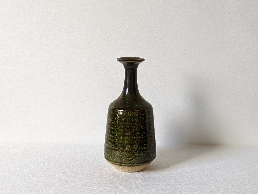 Green Japanese Vase | Oribe Ware | Ikebana - Etsy