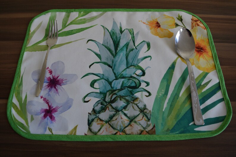 6 Pcs Pineapple Pattern Table Placemats, Fruit Placemats, Pineapple ...