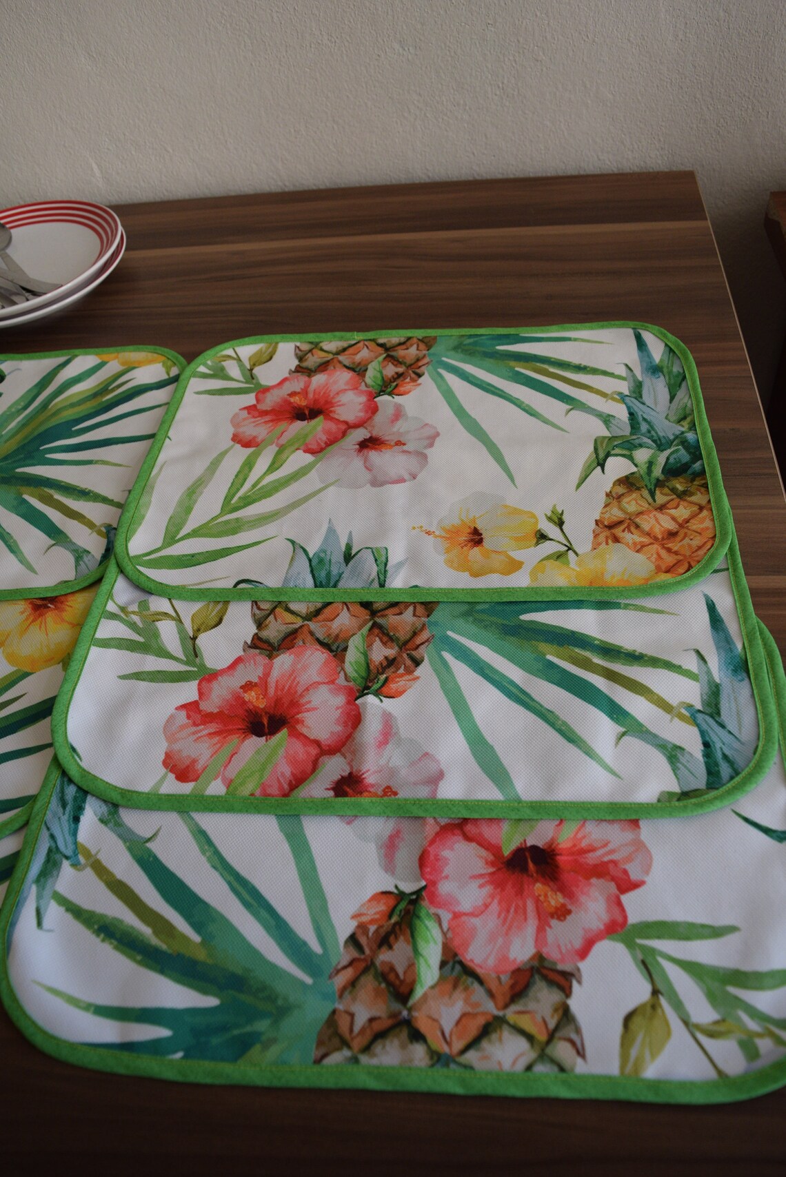 6 Pcs Pineapple Pattern Table Placemats, Fruit Placemats, Pineapple ...