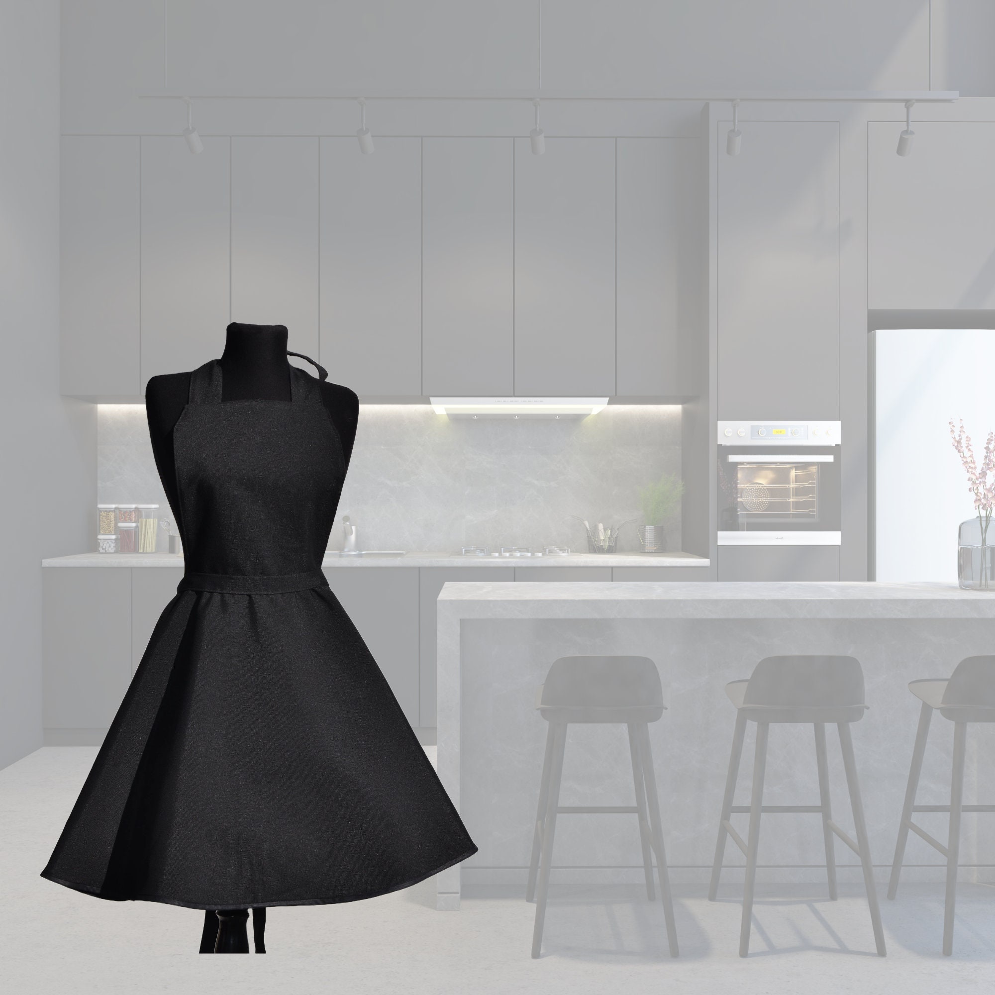 Shiny White Apron Plus Size, Fancy Apron With Side Pocket, Retro Apron ...