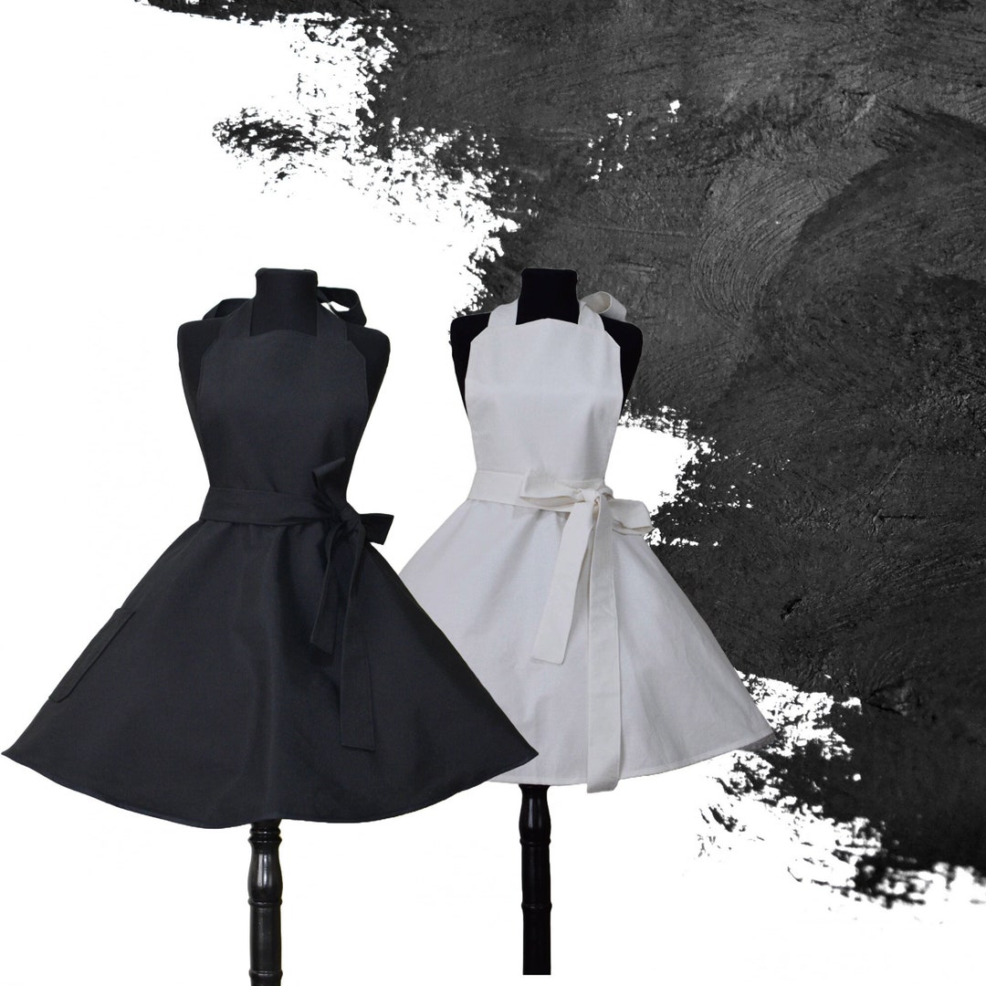 Black Retro Apron, Elegant Apron for Women, Chic Classic Apron With ...
