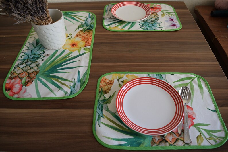 6 Pcs Pineapple Pattern Table Placemats, Fruit Placemats, Pineapple ...