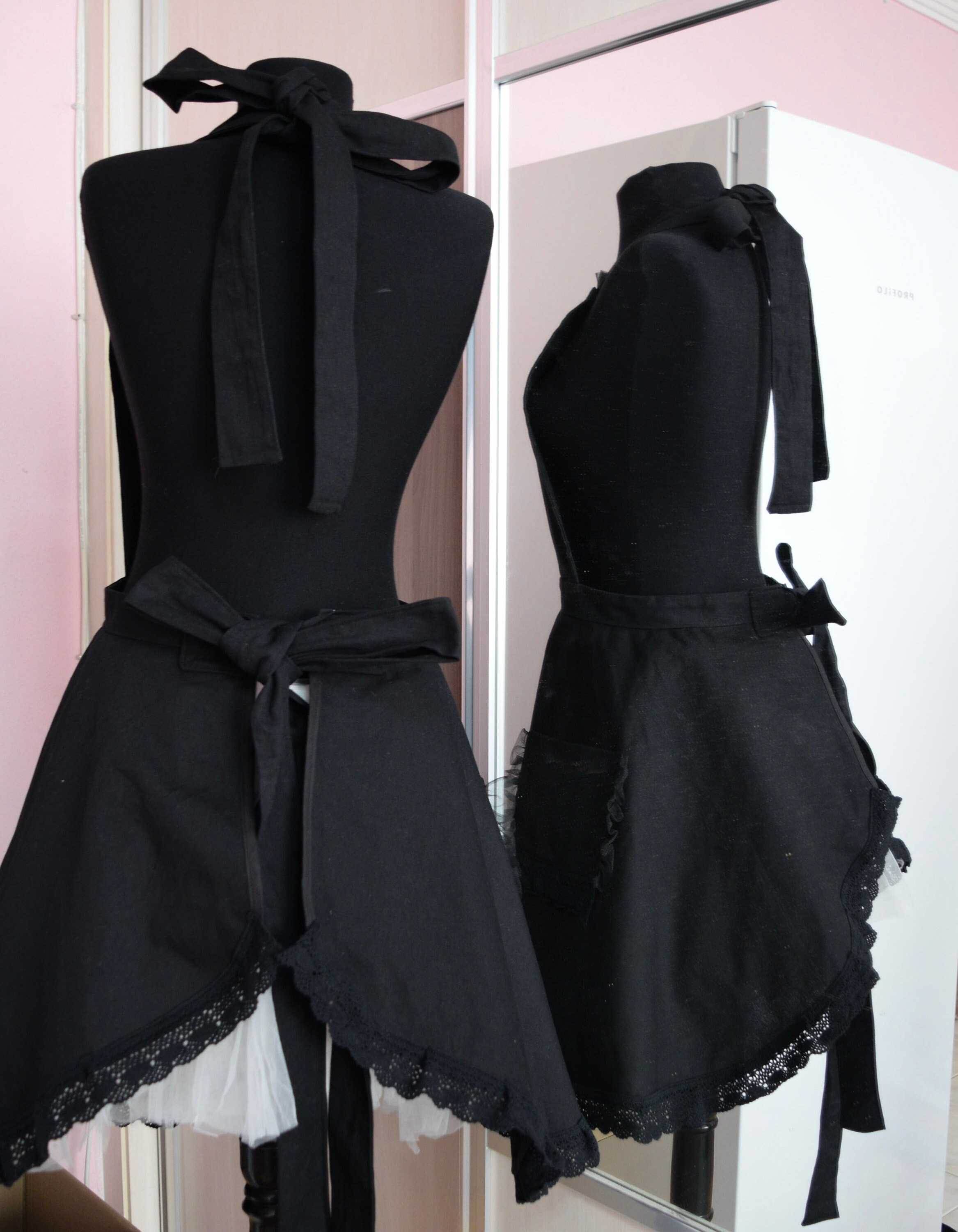 Black Apron With Tulle Wednesday Apron Shiny White Apron - Etsy