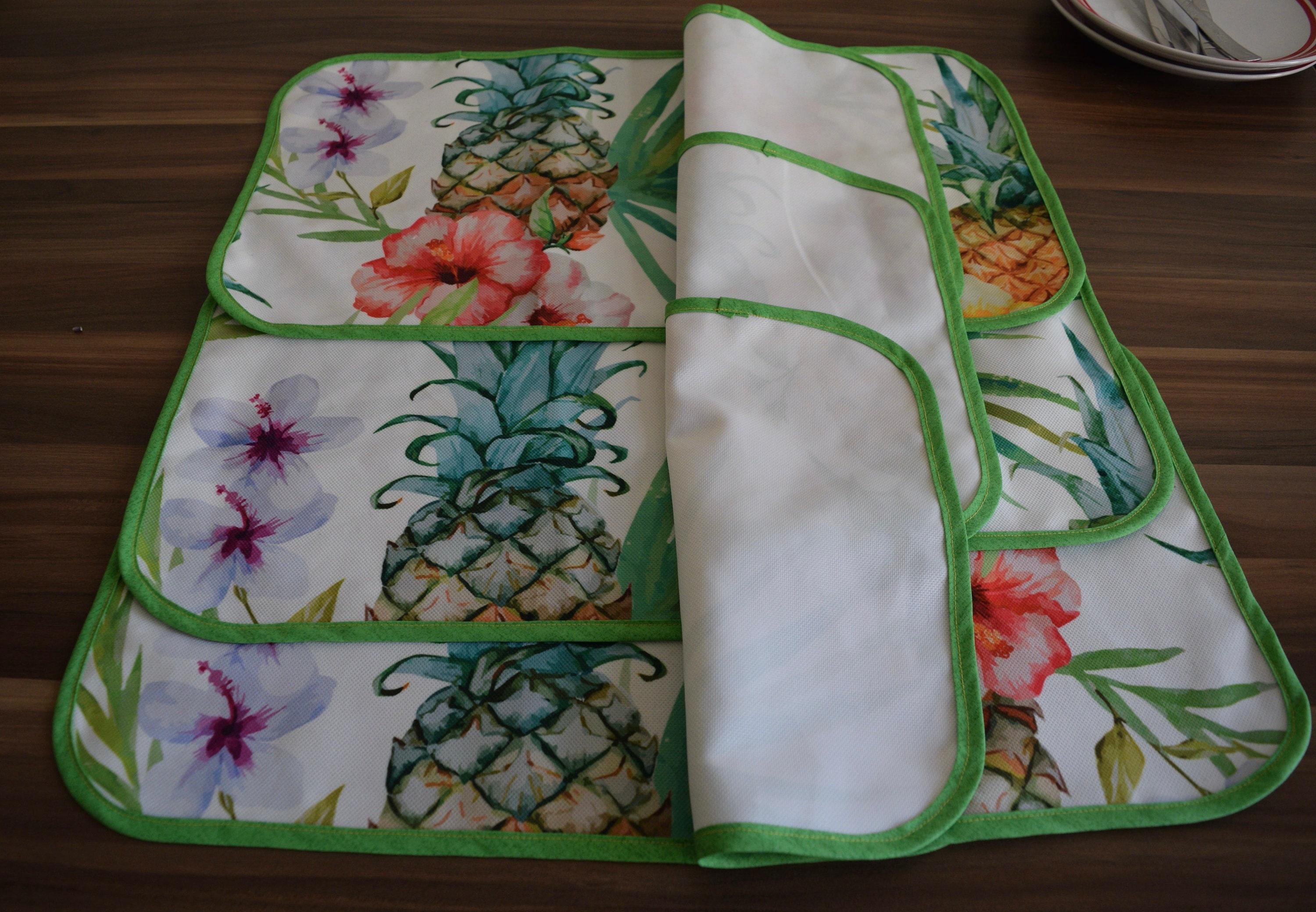 6 Pcs Pineapple Pattern Table Placemats, Fruit Placemats, Pineapple Table Cloth, Fruit Table ...