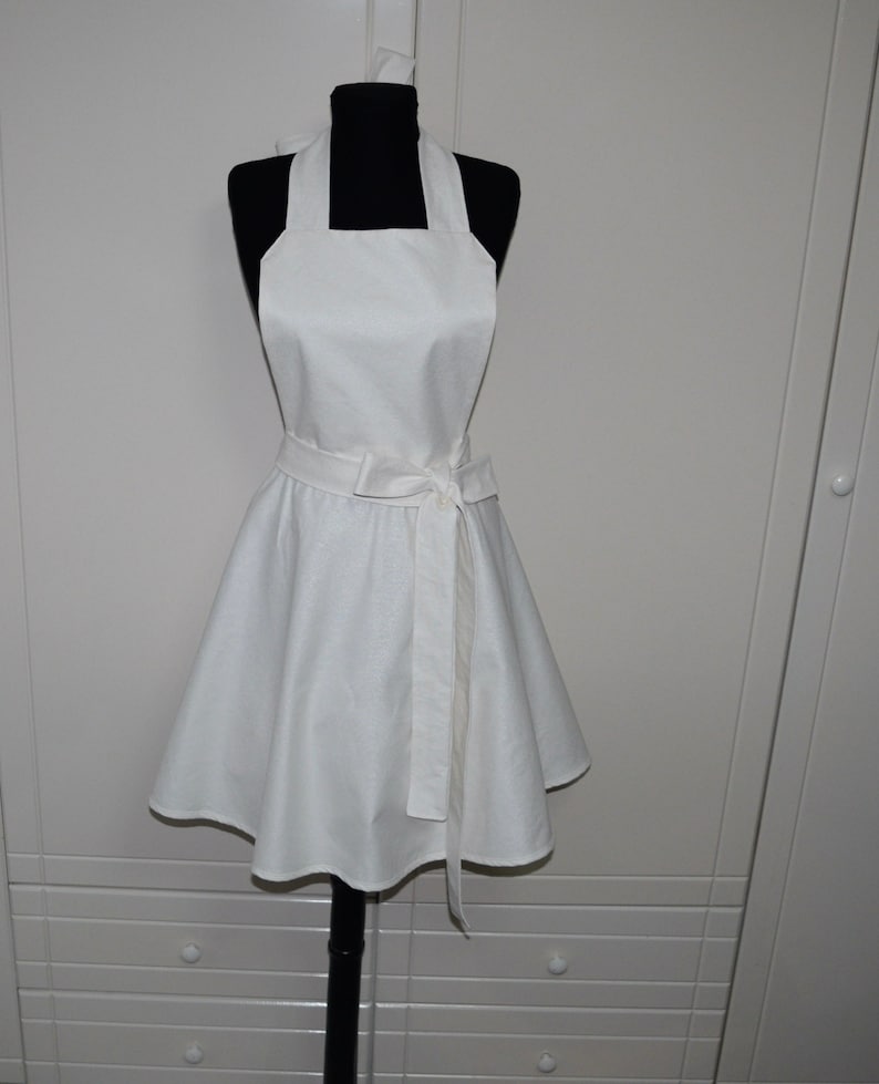 Shiny White Apron Plus Size, Fancy Apron With Side Pocket, Retro Apron ...