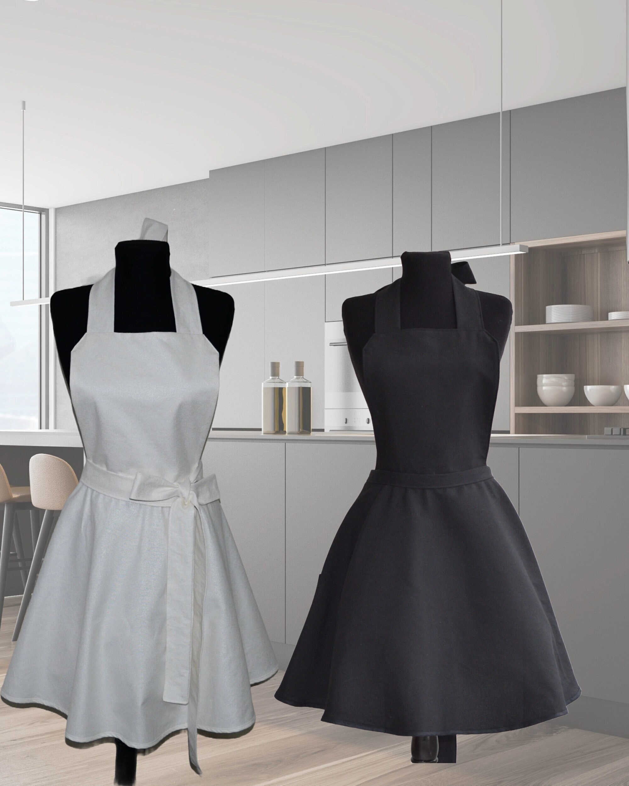 Shiny White Apron Plus Size, Fancy Apron With Side Pocket, Retro Apron ...