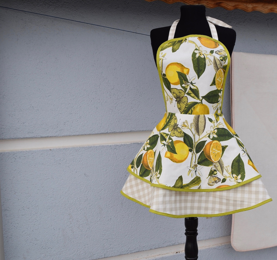 Lemon Apron, Fruits Apron, Retro Apron, Pretty Apron, Cute Aprons ...