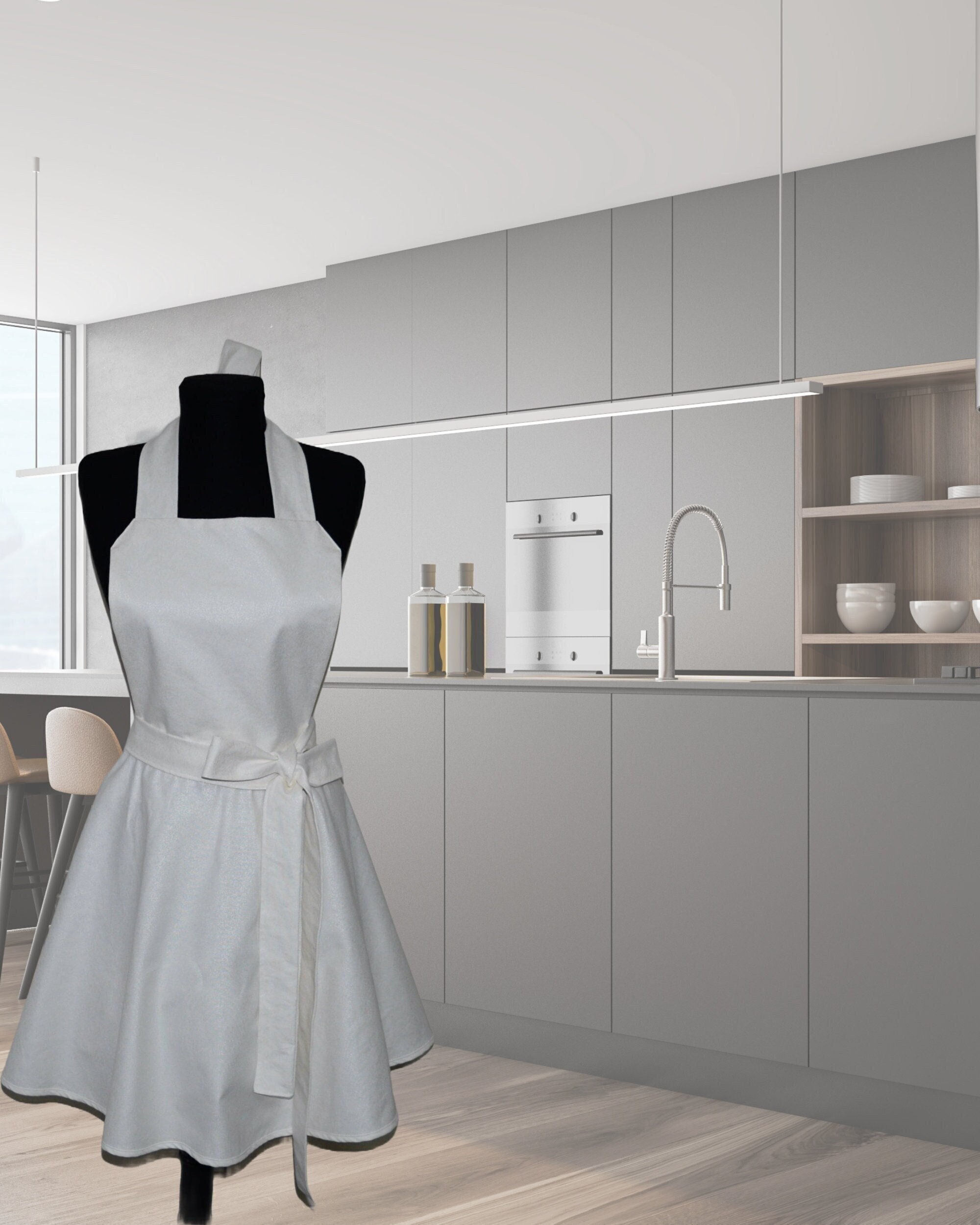 Shiny White Apron Plus Size, Fancy Apron With Side Pocket, Retro Apron for Women, Wed Style ...