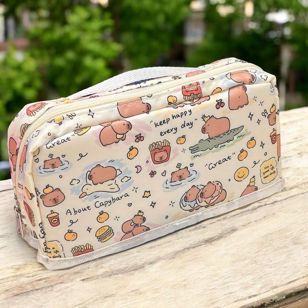 Vintage Flip-top Mesh Capybara Pencil and Makeup Bag: Cute and Spacious ...