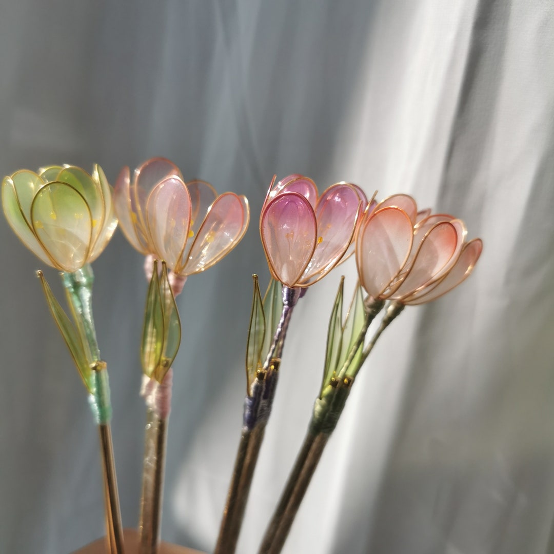 Japanese Kanzashi Handmade Sakae Tulip Flower Hairpin - Etsy