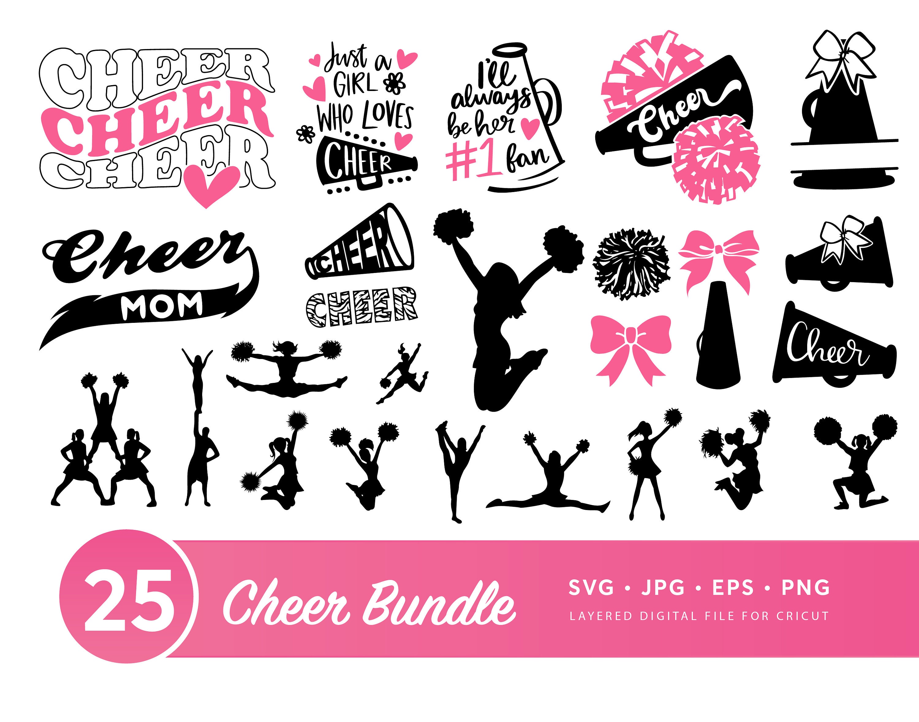 Cheer SVG Bundle Cheer Svg Cheer Squad Svg Cheer Silhouette Cheer Cut ...