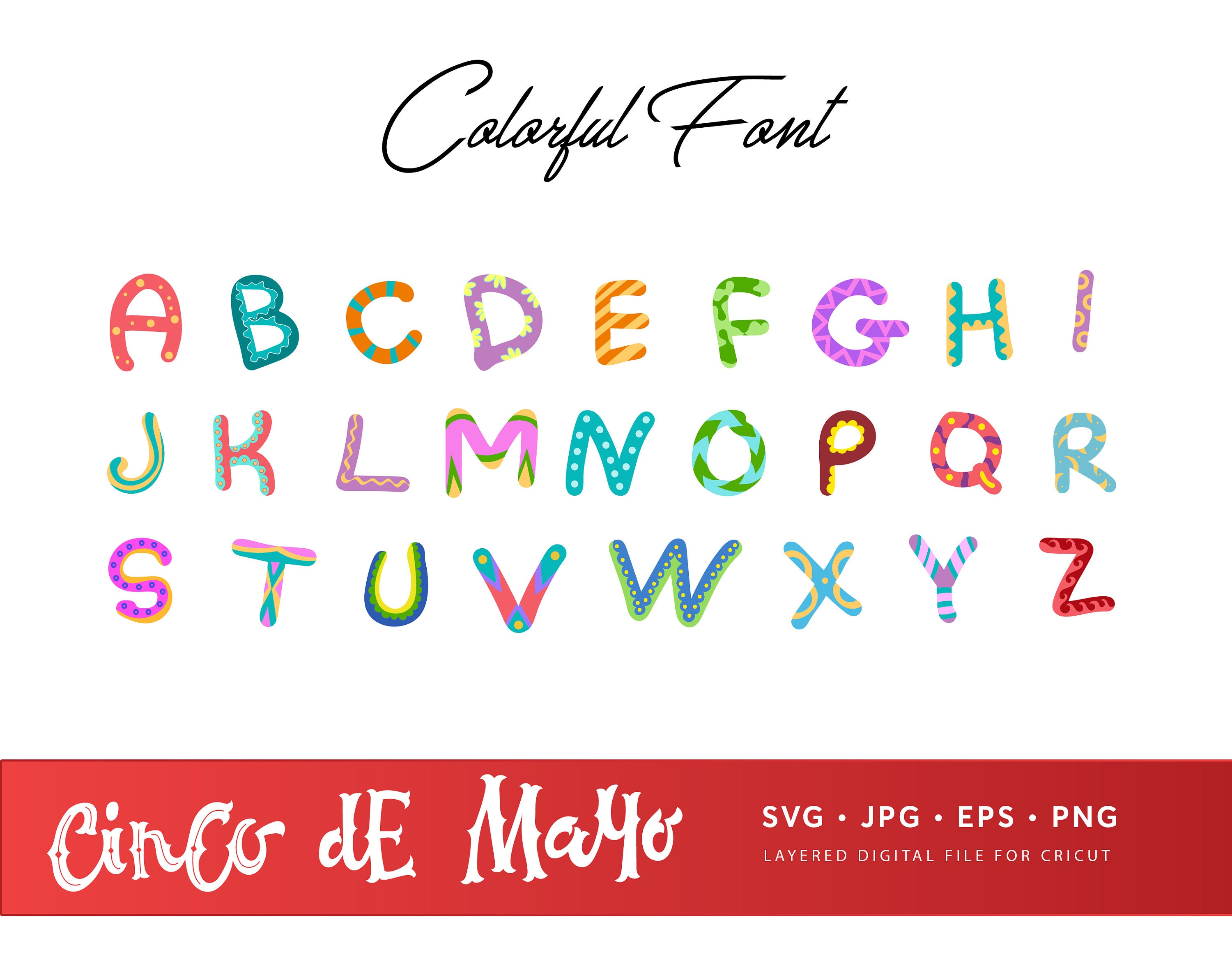 Cinco De Mayo Alphabet Bundle, Fiesta PNG and SVG Letters, Numbers ...