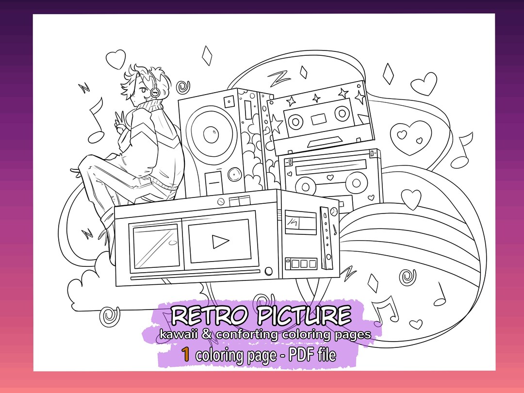 Comforting Coloring Page / Retro Theme / Instant Download | Printable ...