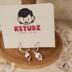 Ice Cream Ear Hoops With Hanging With Epoxy and Crystals/kids Earrings ...