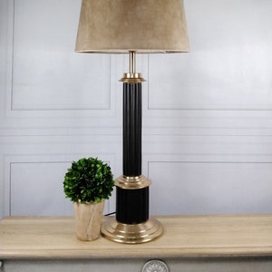 Large Luxury Black Gold Metal Column Table Lamp Lounge Living Room ...