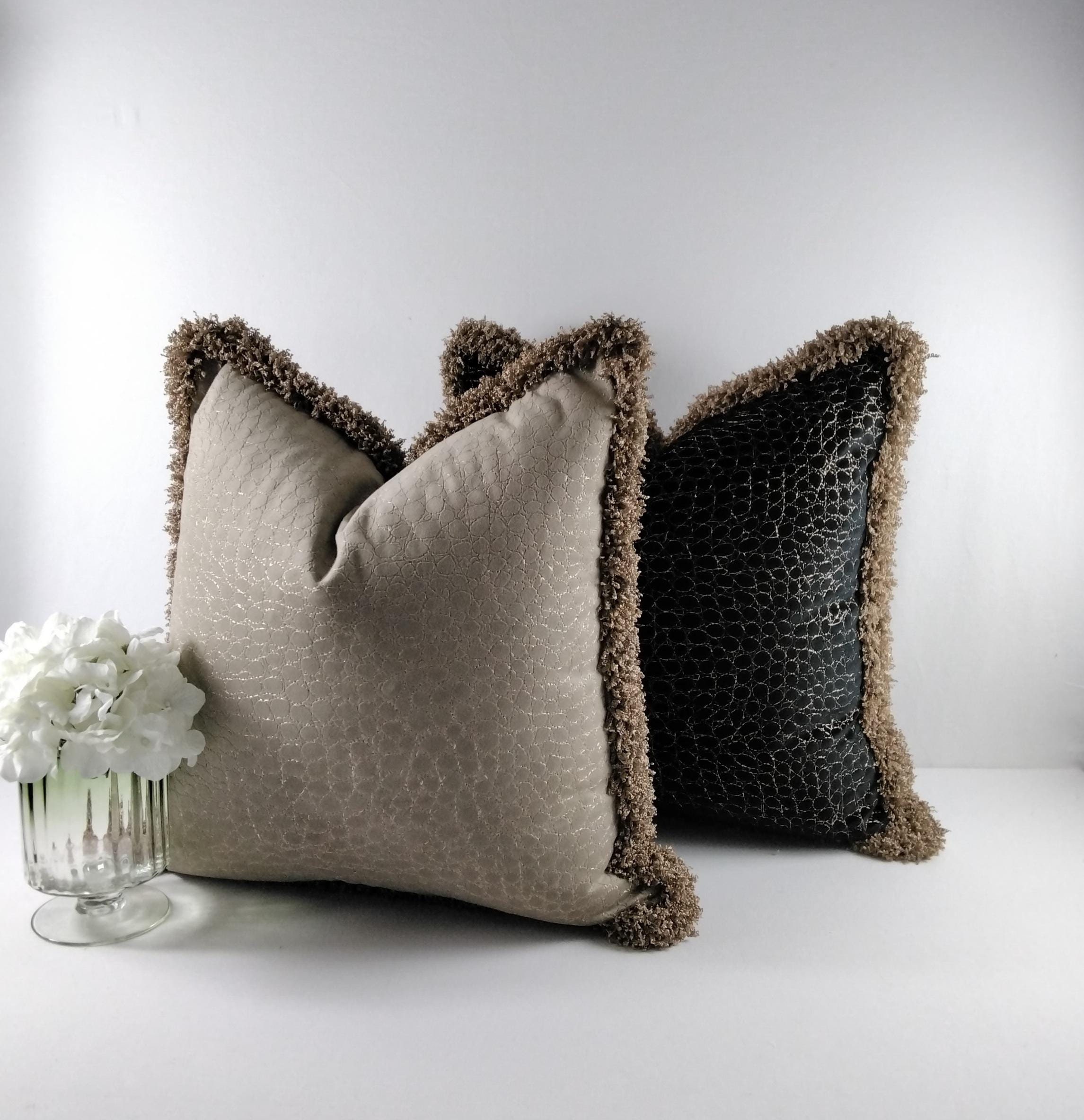 SAMPLES ONLY Velvet Animal Print Ruche Trimmed Cushion Cover Pillow ...