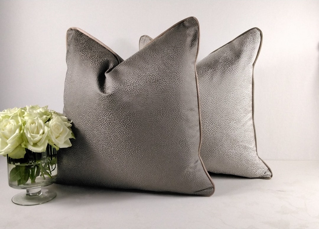 Luxury Designer Blean Scatter Cushion Cover Charcoal Beige Silver ...