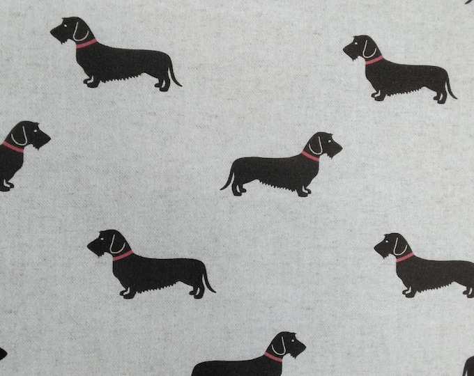 Cotton Rich Linen Look Fabric Dachshund Dog Curtain Upholstery Cushion ...