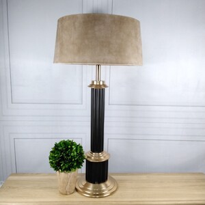 Large Luxury Black Gold Metal Column Table Lamp Lounge Living Room ...