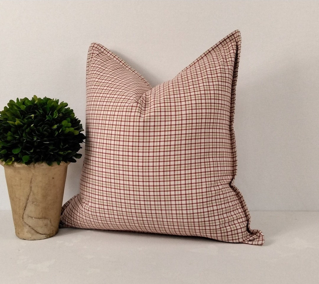 Cotton Square Red Check Country Farmhouse Scatter Cushion Cover - Etsy