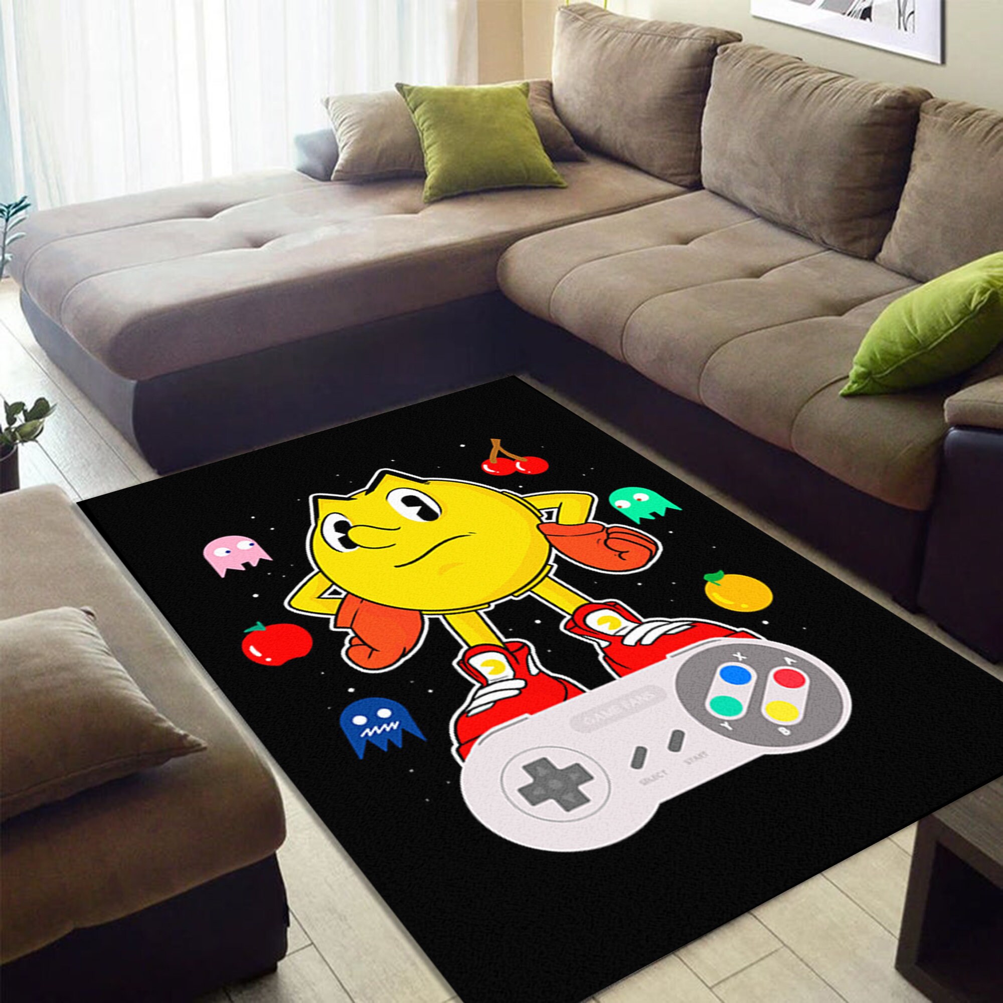 Ms Pac Man Rug Cool pac-man controller Game Room carpet | Etsy