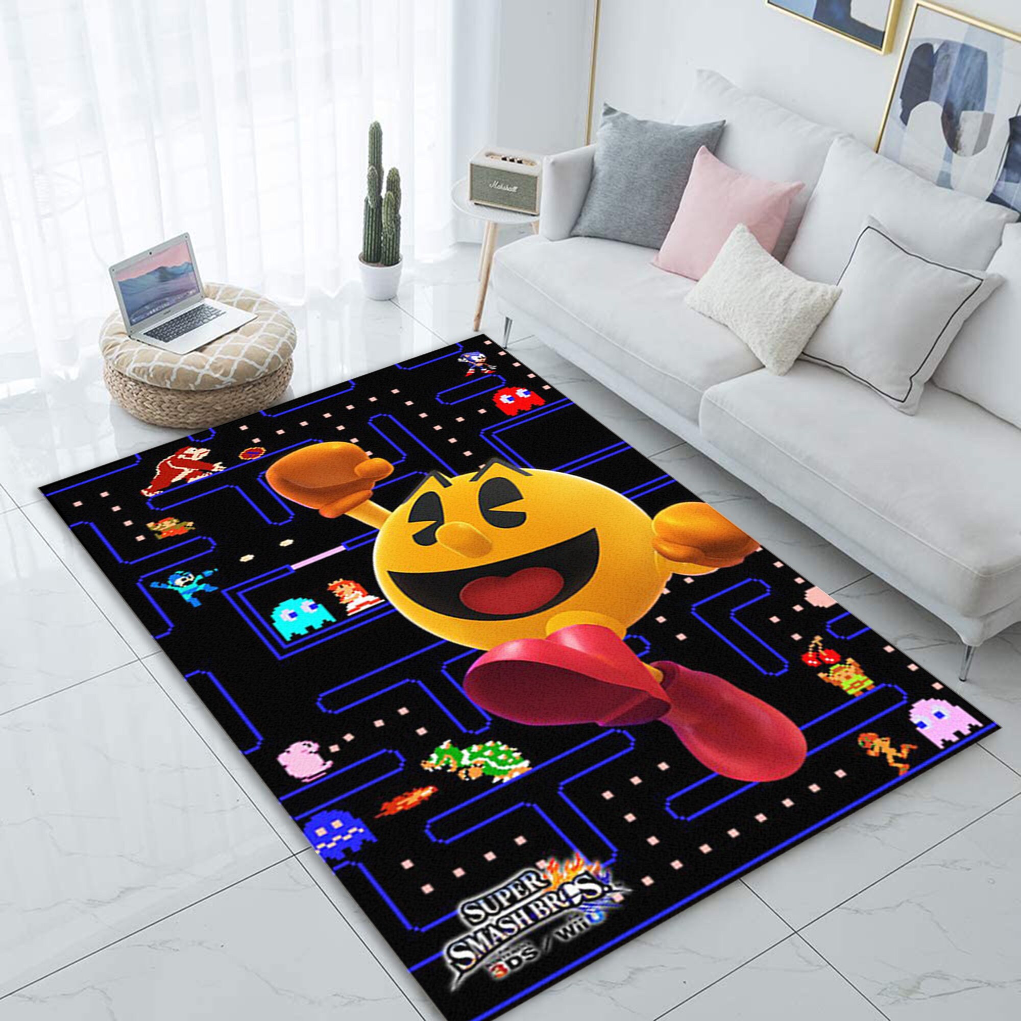 Ms Pac Man Arcade Game Area Rug Retro Video Games Rug Room | Etsy