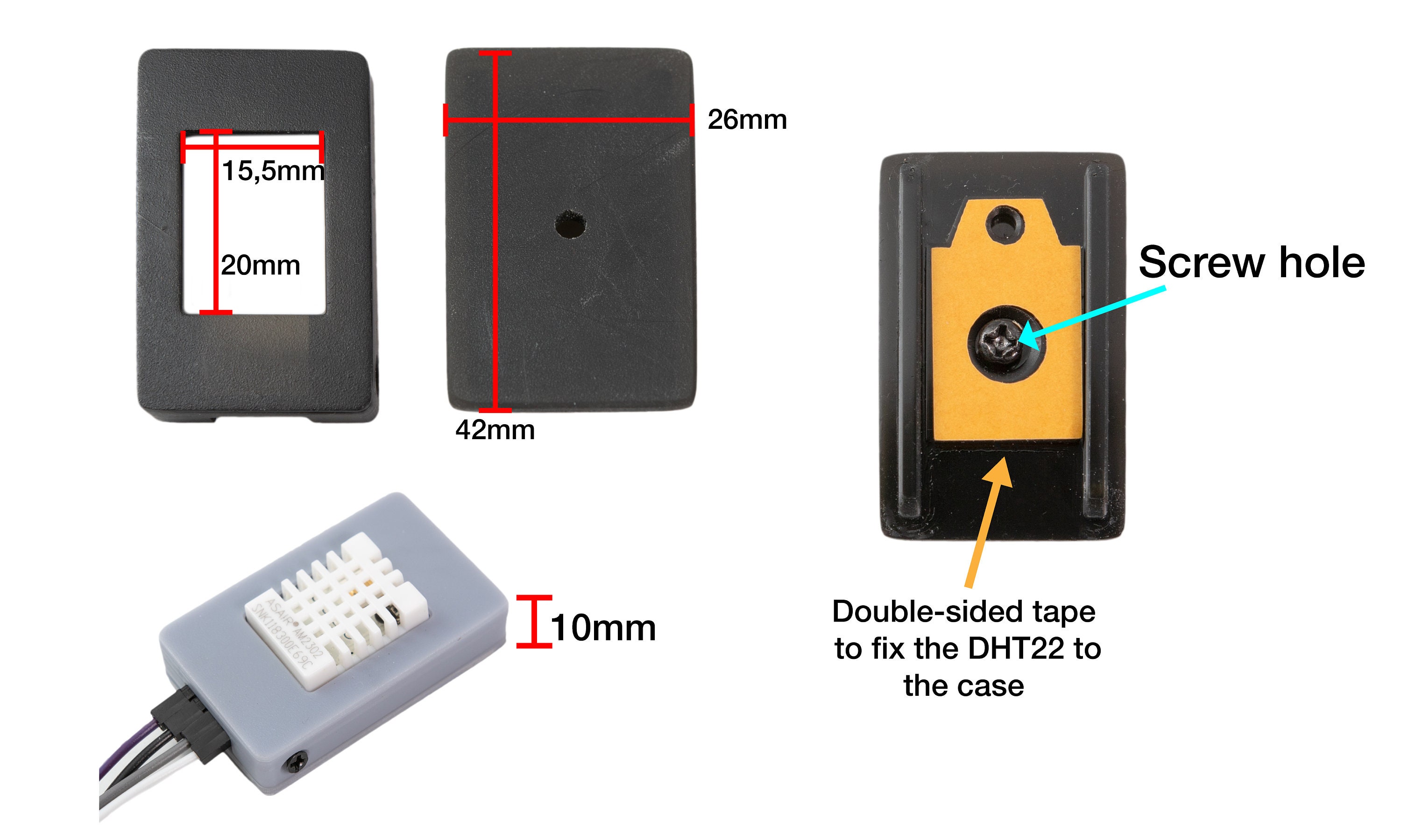 DHT-22 Humidity Sensor Case Arduino Raspberry Enclosure Box Protection ...