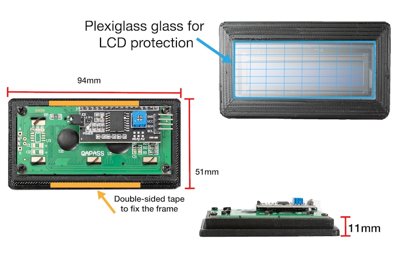 Frame Case Built-in LCD 1602 Housing Box Protection Arduino Raspberry Enclosure OLED Display - Etsy