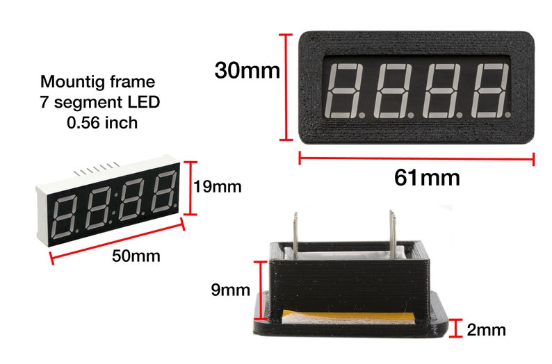 LED Mounting Frame 7 Segments 0.56 Inch Frame Case Frame Numbers Digits ...