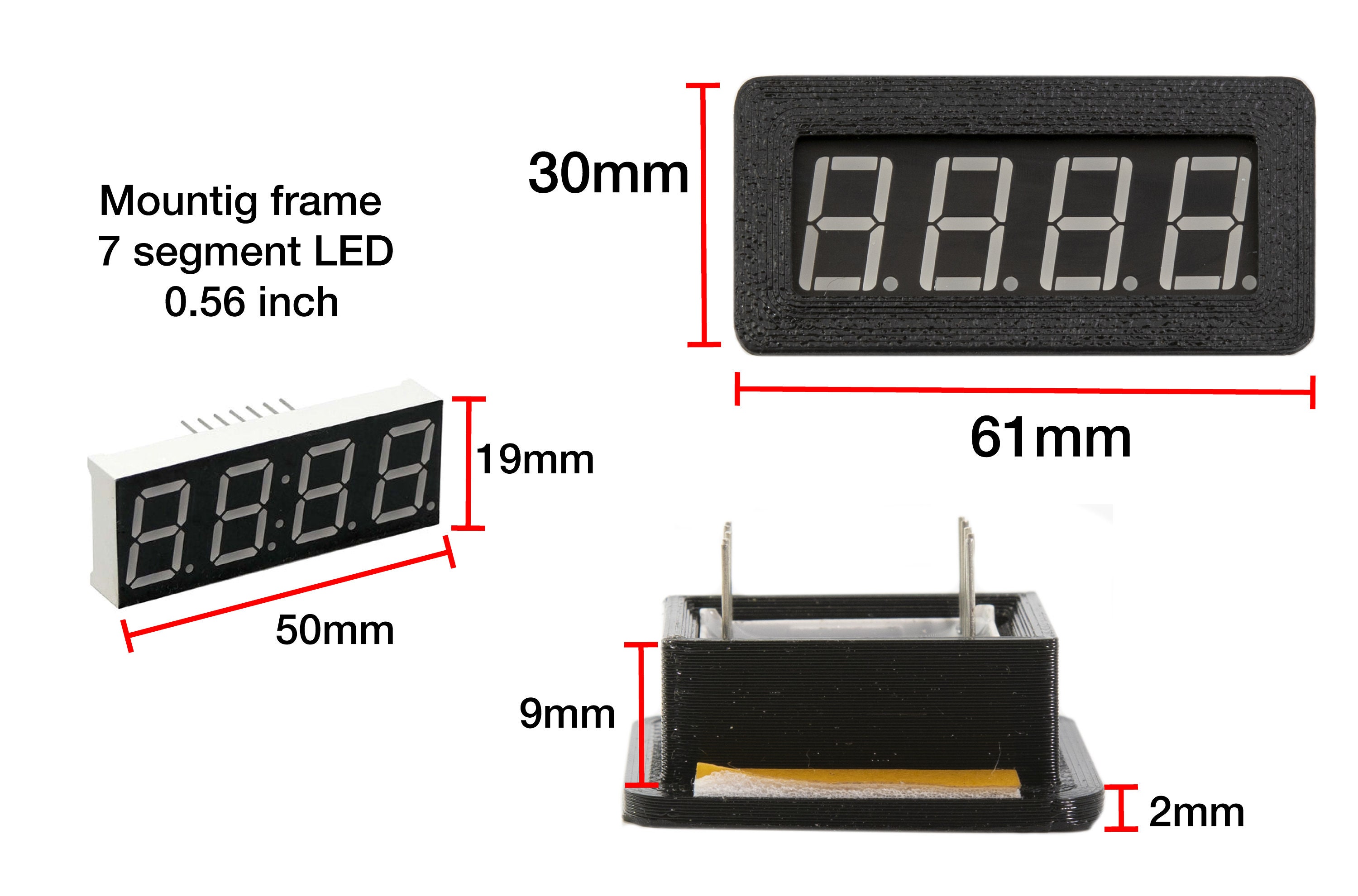 LED Mounting Frame 7 Segments 0.56 Inch Frame Case Frame Numbers Digits ...