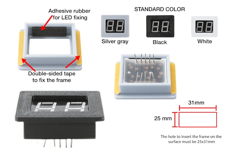 KIT Frame Mounting LED Display 7 Segment 0.56 Inch - Frame Case Frame ...