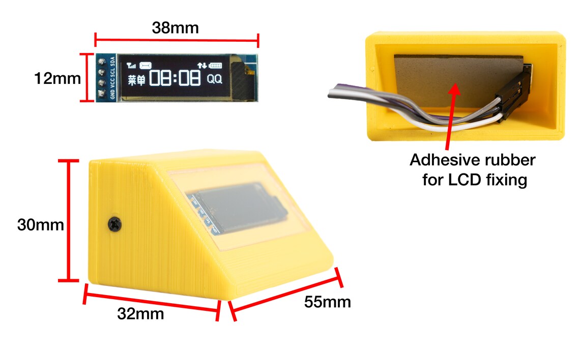 Case LCD OLED 0.91" Housing Box Protection Arduino Raspberry Enclosure Display 128x32 - Etsy