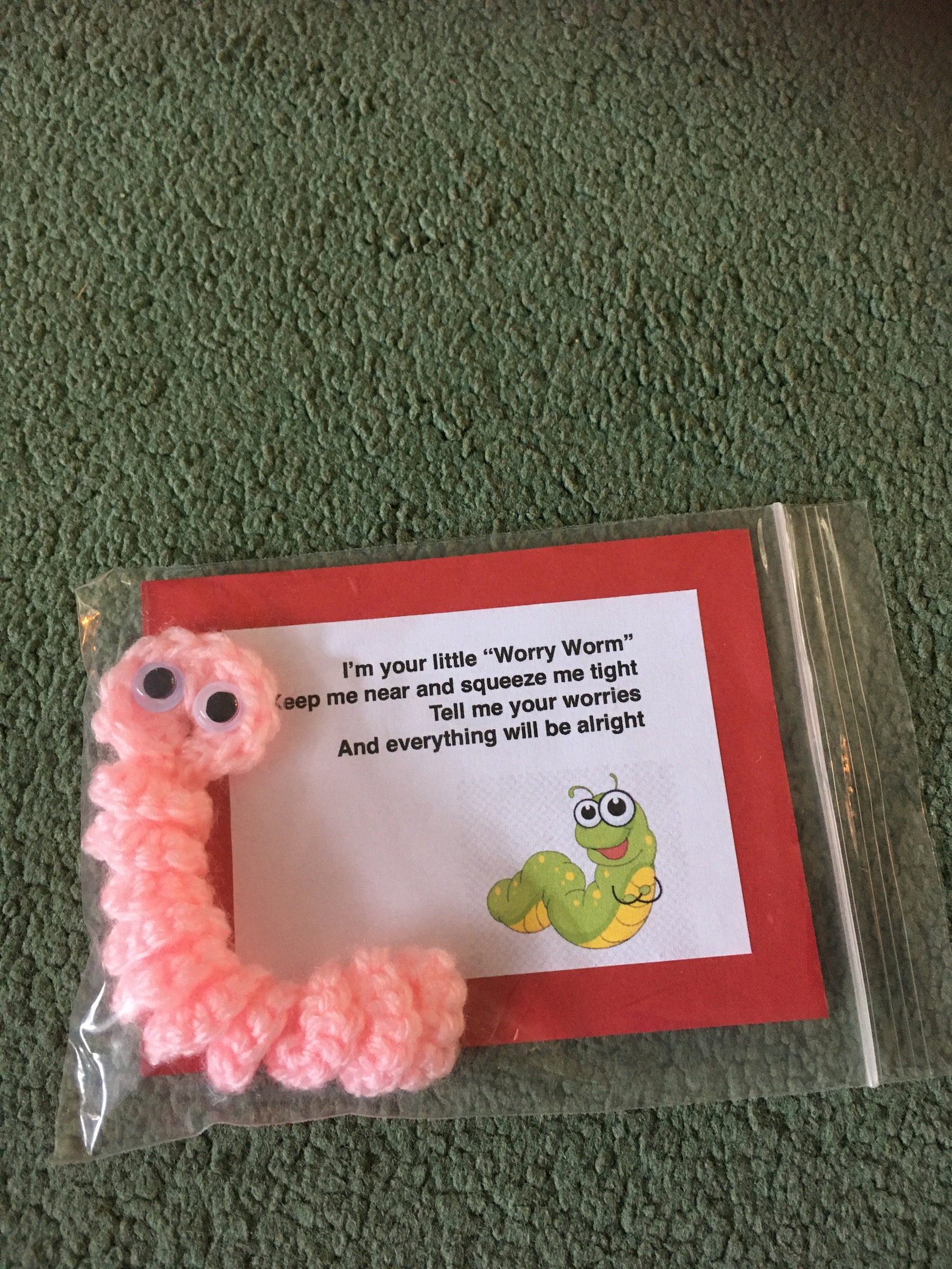 Crochet Worry Worm With Cute Verse - Etsy
