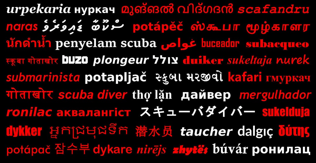 Scuba Diver in 40+ Languages, Digital Design, PNG - Etsy