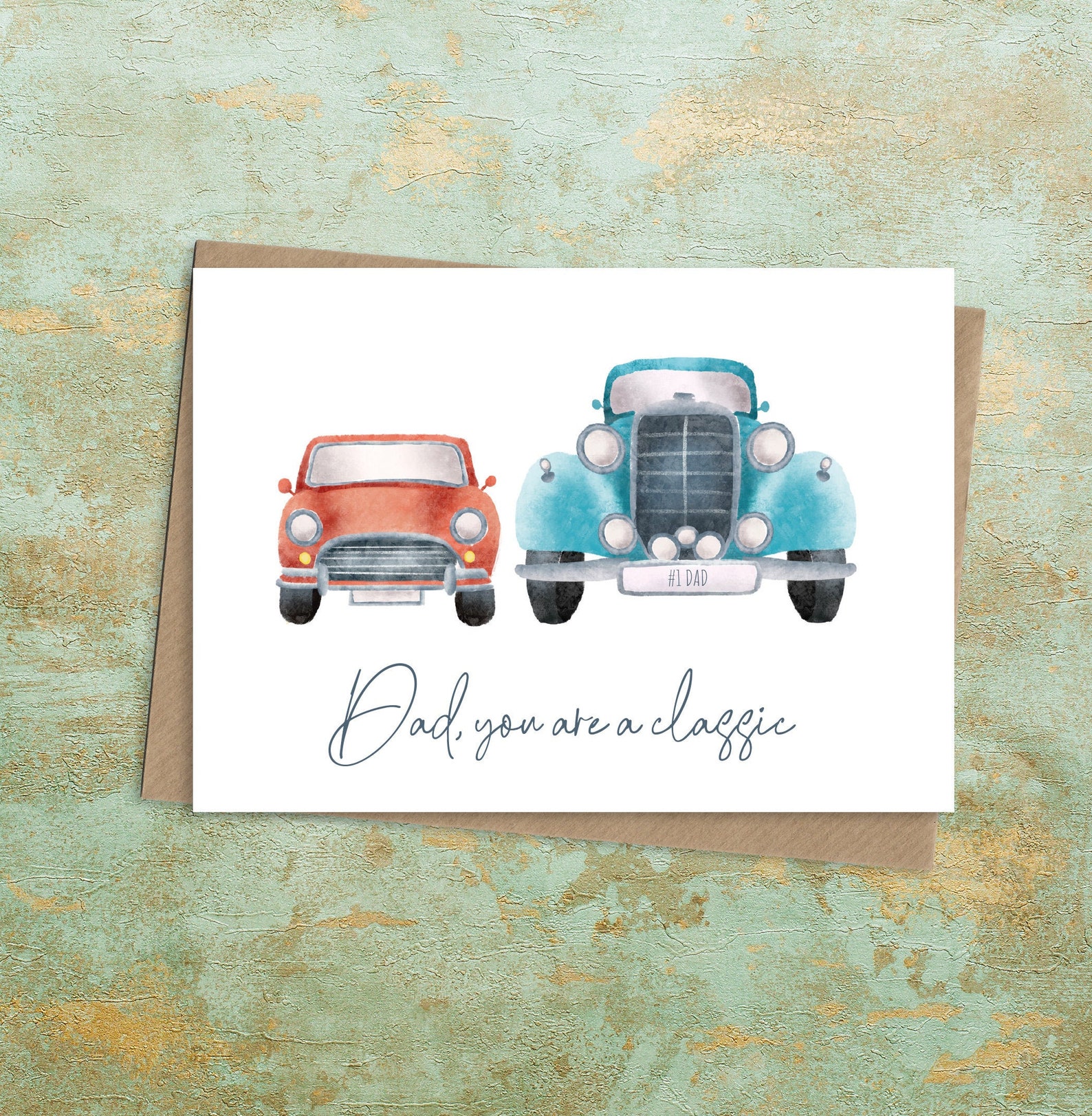 Father's Day Card, Classic Vintage Car, Father and Son Cars, Father and ...