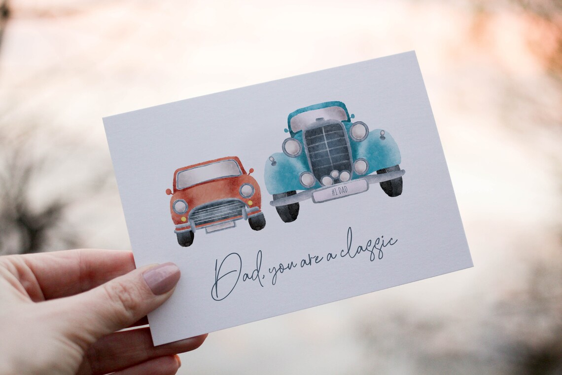 Father's Day Card, Classic Vintage Car, Father and Son Cars, Father and ...